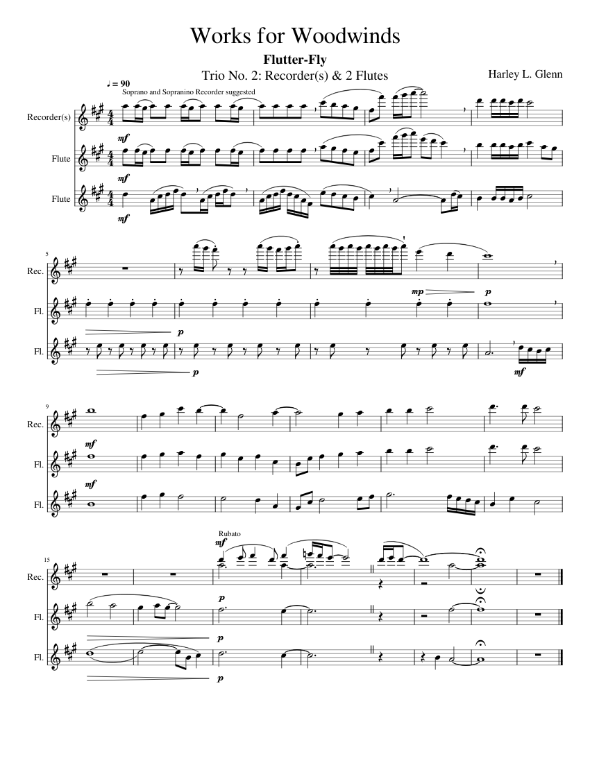 Flutter-Fly - GLENN, H. L. Sheet music for Flute, Recorder (Woodwind ...