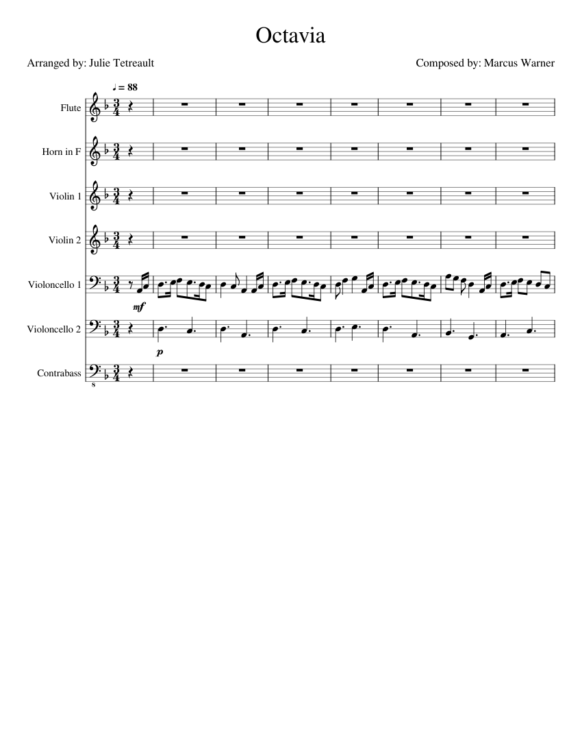 Octavia Sheet Music for Flute, French horn, Contrabass, Violin & more ...