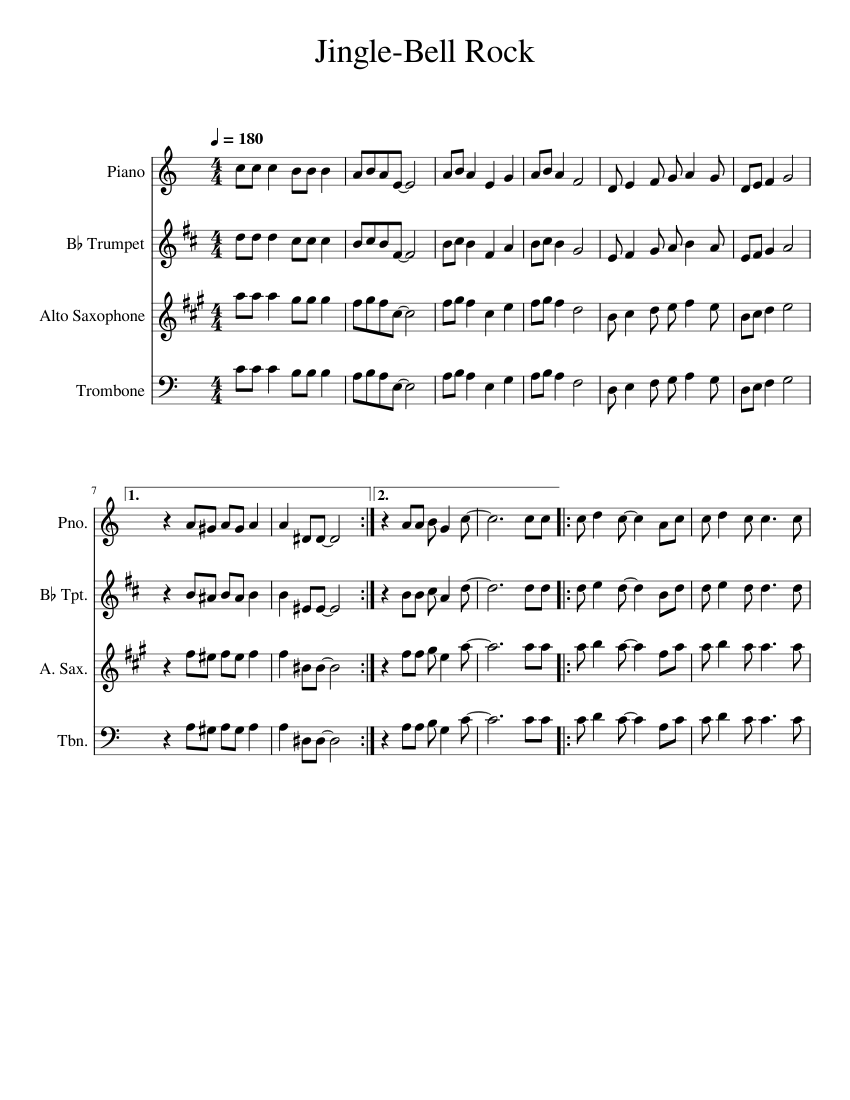 Jingle-Bell Rock Sheet music for Piano, Trombone, Saxophone alto ...