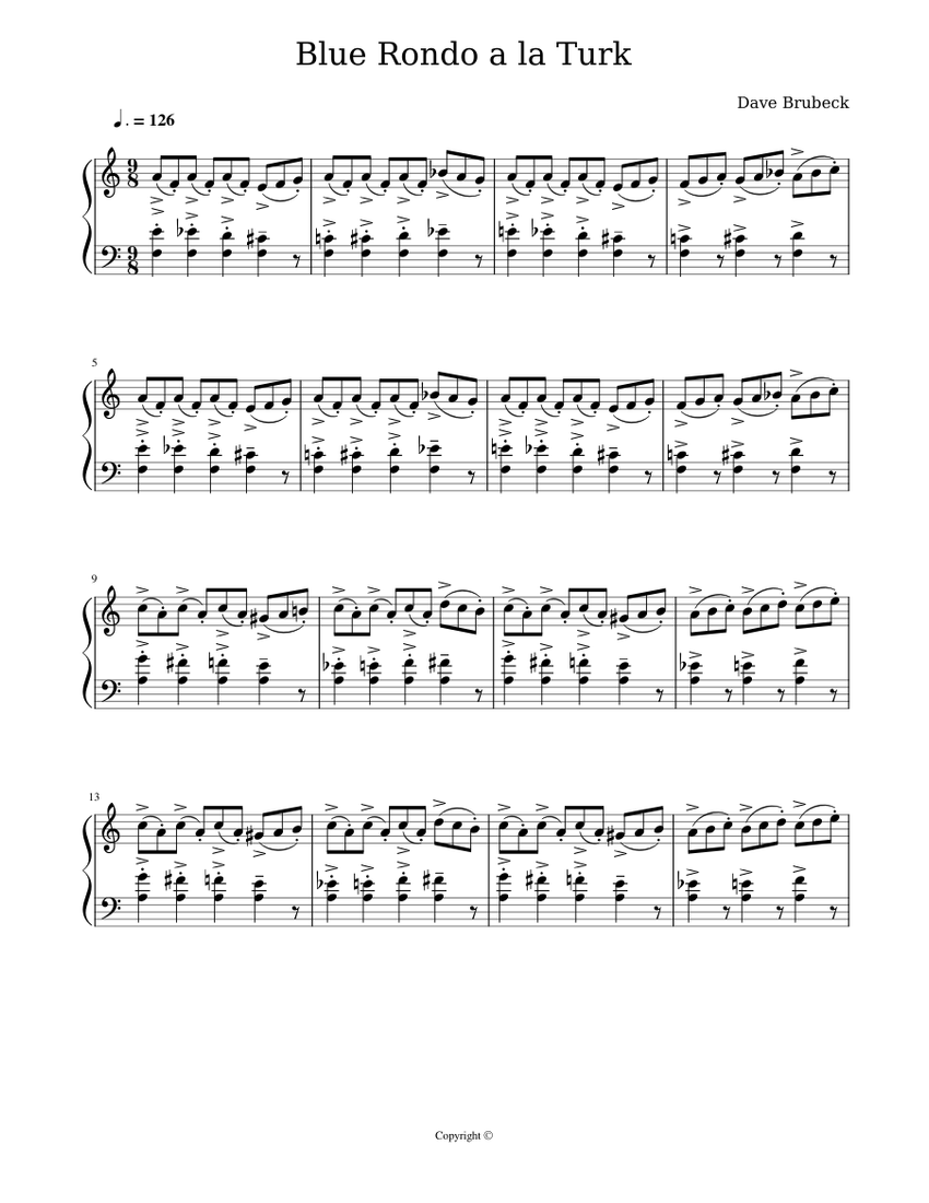 Blue Rondo a la Turk – The Dave Brubeck Quartet - piano tutorial