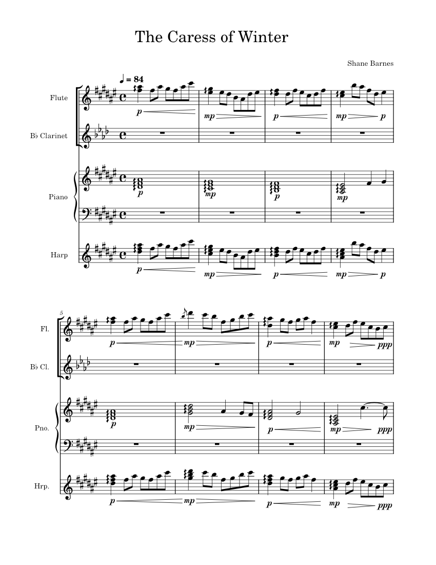 The Caress of Winter - Shane Barnes Sheet music for Piano, Flute ...