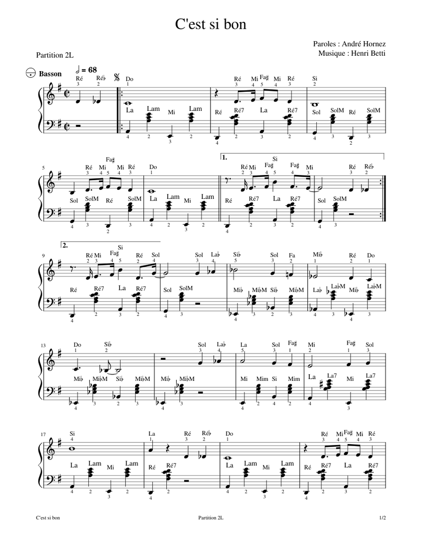 C'est si bon Sheet music for Accordion (Solo) | Musescore.com