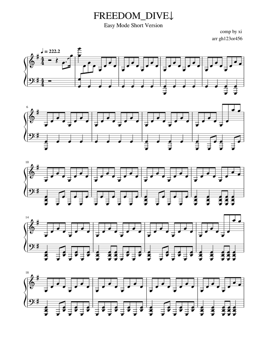 FREEDOM DIVE↓ Sheet Music for Piano (Solo) | MuseScore.com