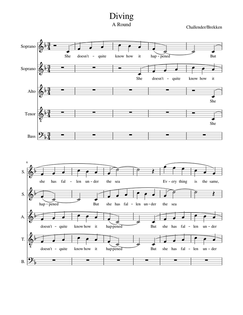 Diving Sheet music for Piano, Soprano, Alto, Tenor & more instruments ...