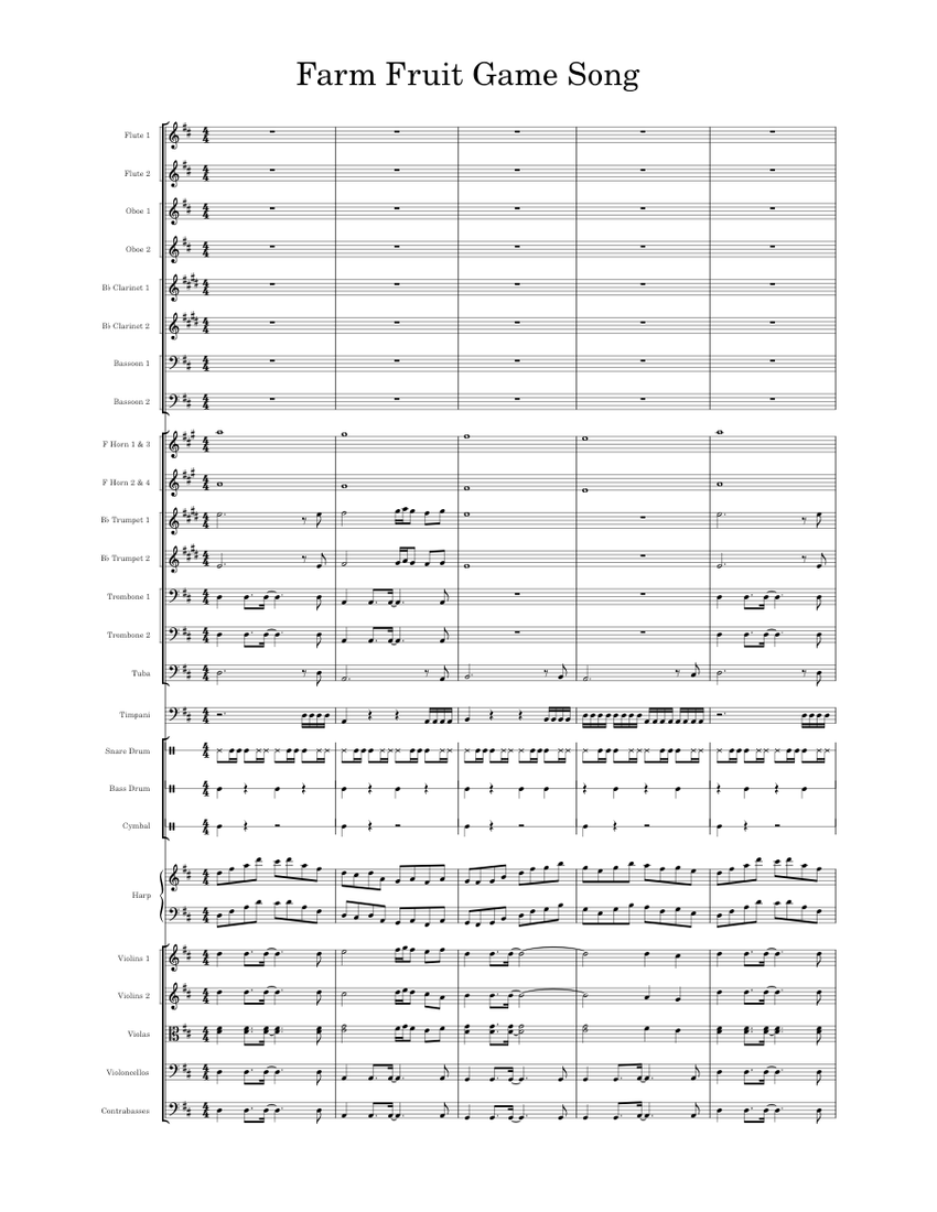 Farm_Fruit_Game_Song Sheet music for Trombone, Tuba, Flute, Oboe & more ...