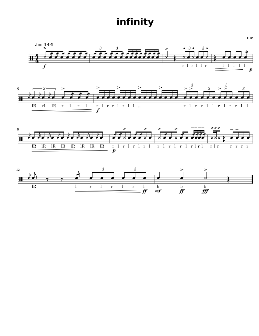 infinity Sheet Music for Snare drum (Solo) | MuseScore.com