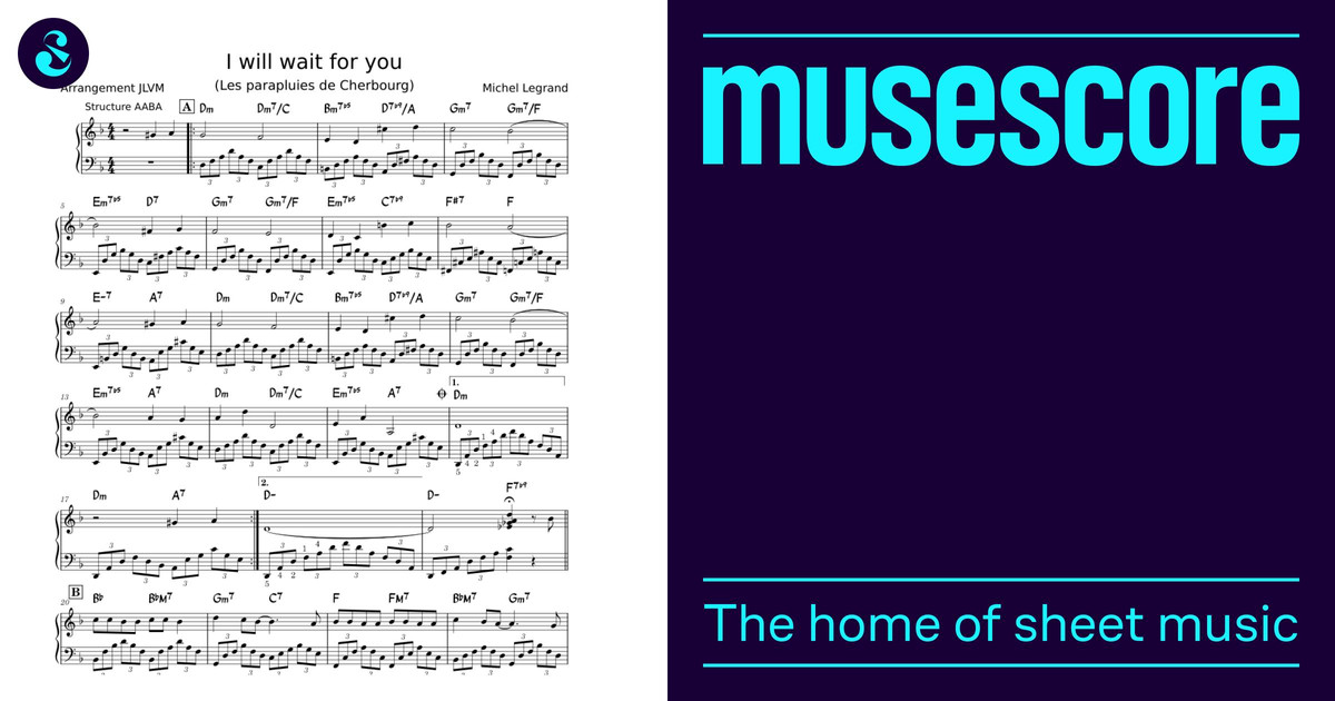 I will wait for you en Dm 2 portées JLVM Sheet Music for Piano (Solo ...