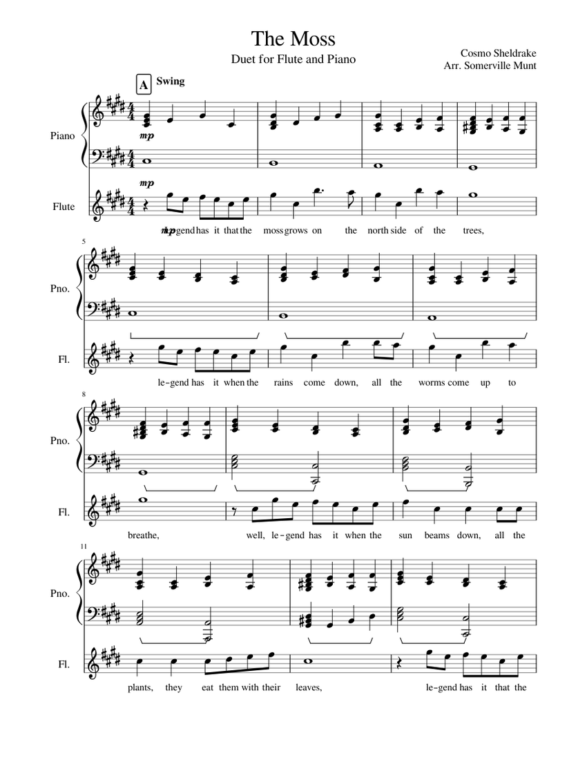 The Moss Sheet Music for Piano, Flute (Mixed Duet) | MuseScore.com