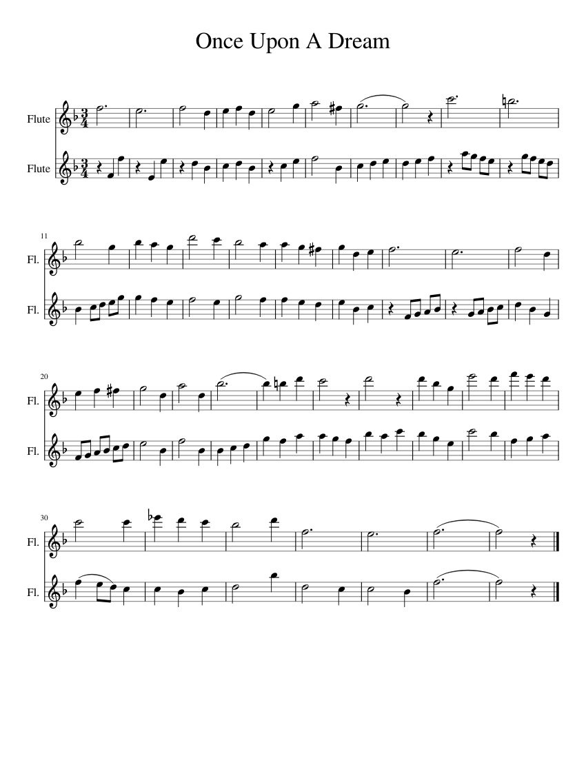 Once Upon A Dream Sheet Music for Flute (Woodwind Duet) | MuseScore.com