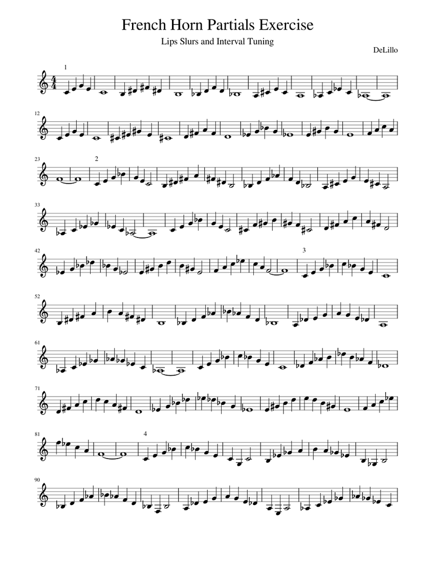 French Horn Partials Exercise Sheet Music for Piano (Solo) Easy ...