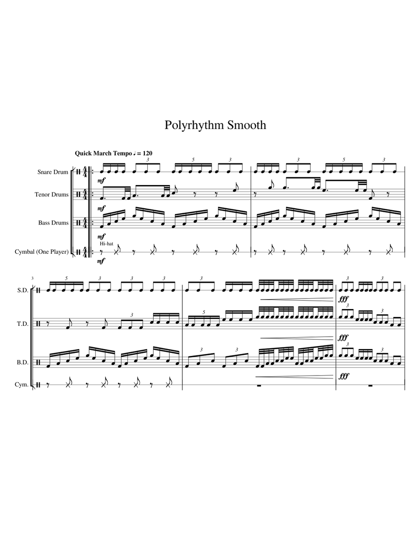 EMC Cadence 2020 Sheet Music for Snare drum, Crash, Tenor drum, Bass ...