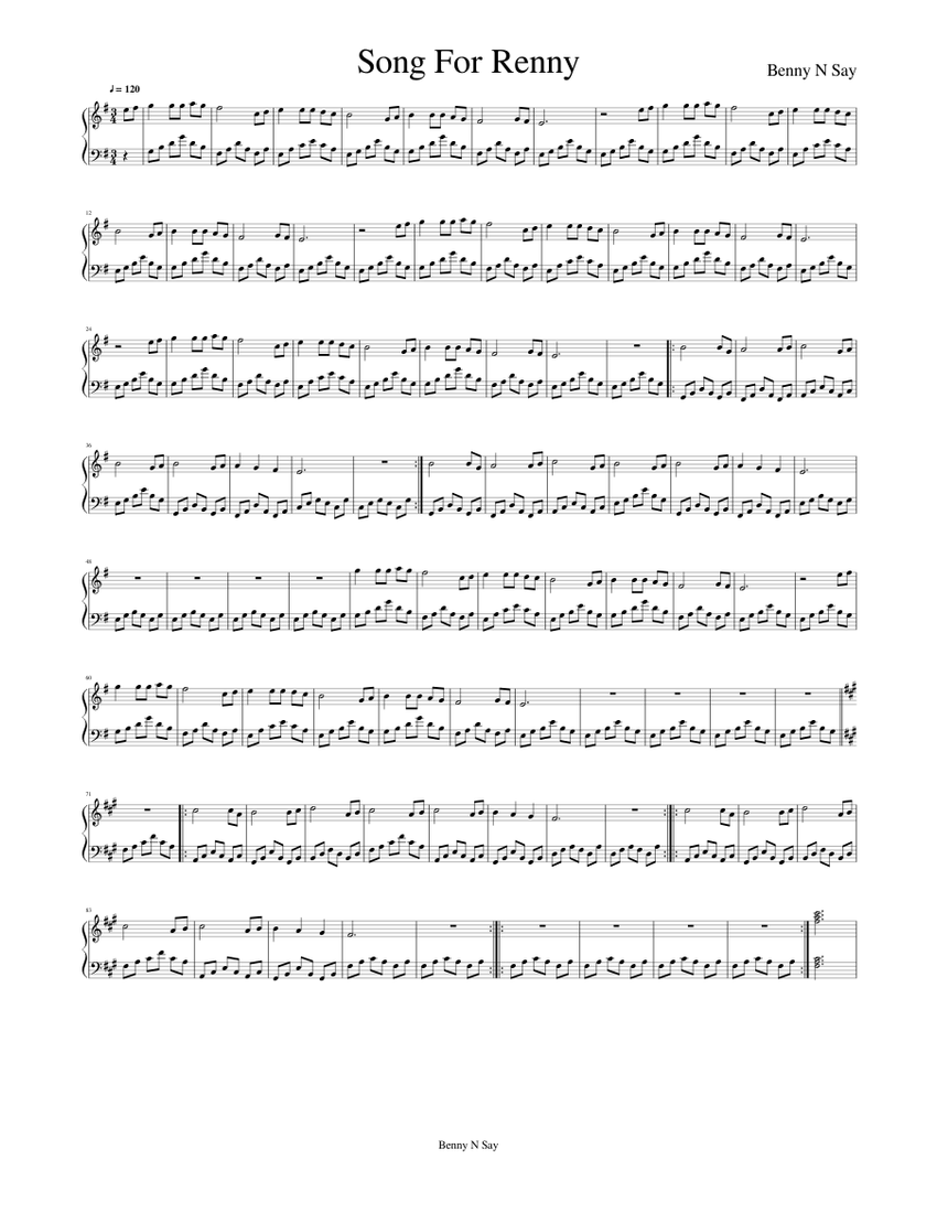 Song For Renny Sheet music for Piano (Solo) Easy | Musescore.com