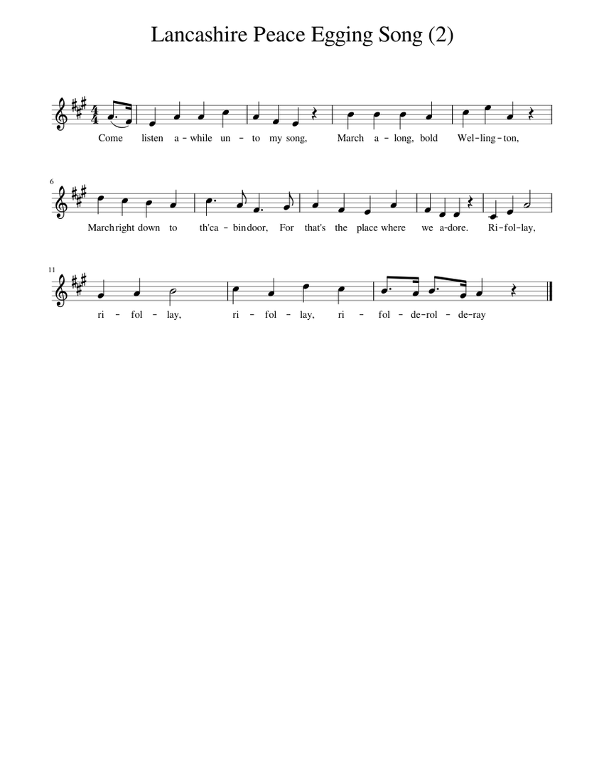 Lancashire Peace Egging Song (2) Sheet music for Piano (Solo ...