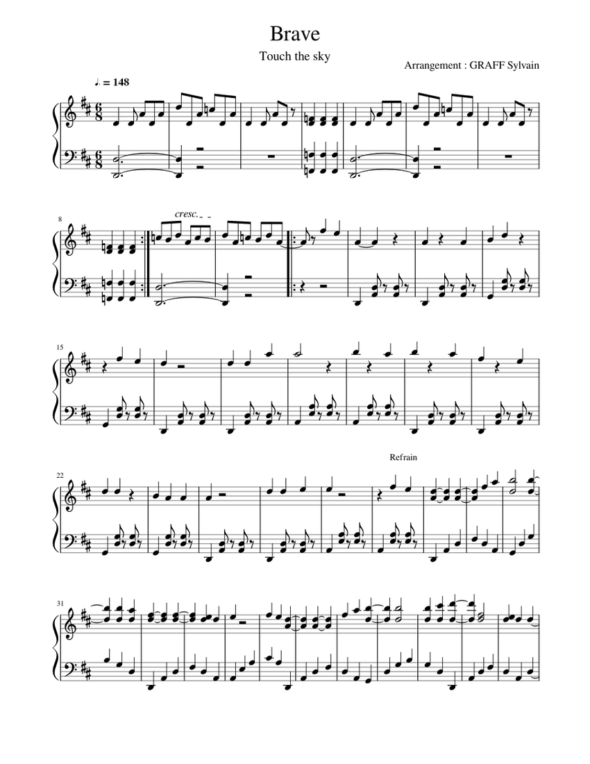 Brave Sheet Music for Piano (Solo) Easy | MuseScore.com