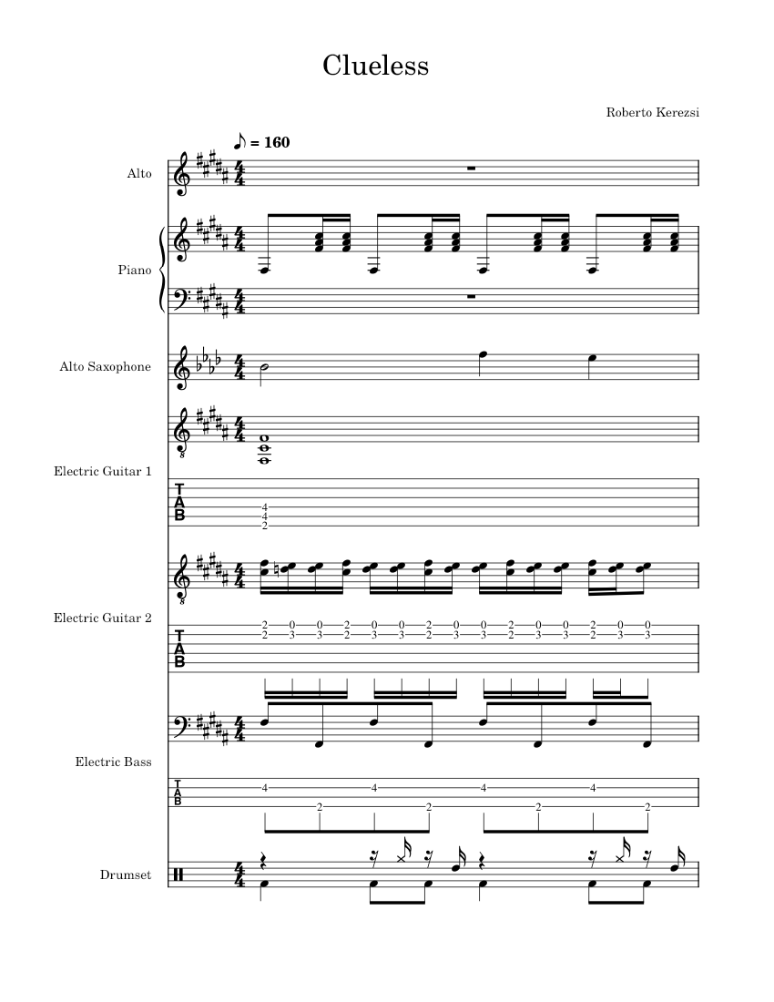 Clueless Sheet Music and Tab for Piano, Alto, Saxophone alto, Guitar ...