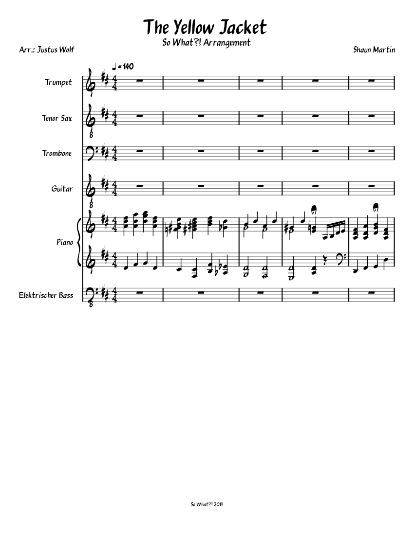 The Yellow Jacket (7 Summers) – Shawn Martin Sheet Music with Chords ...
