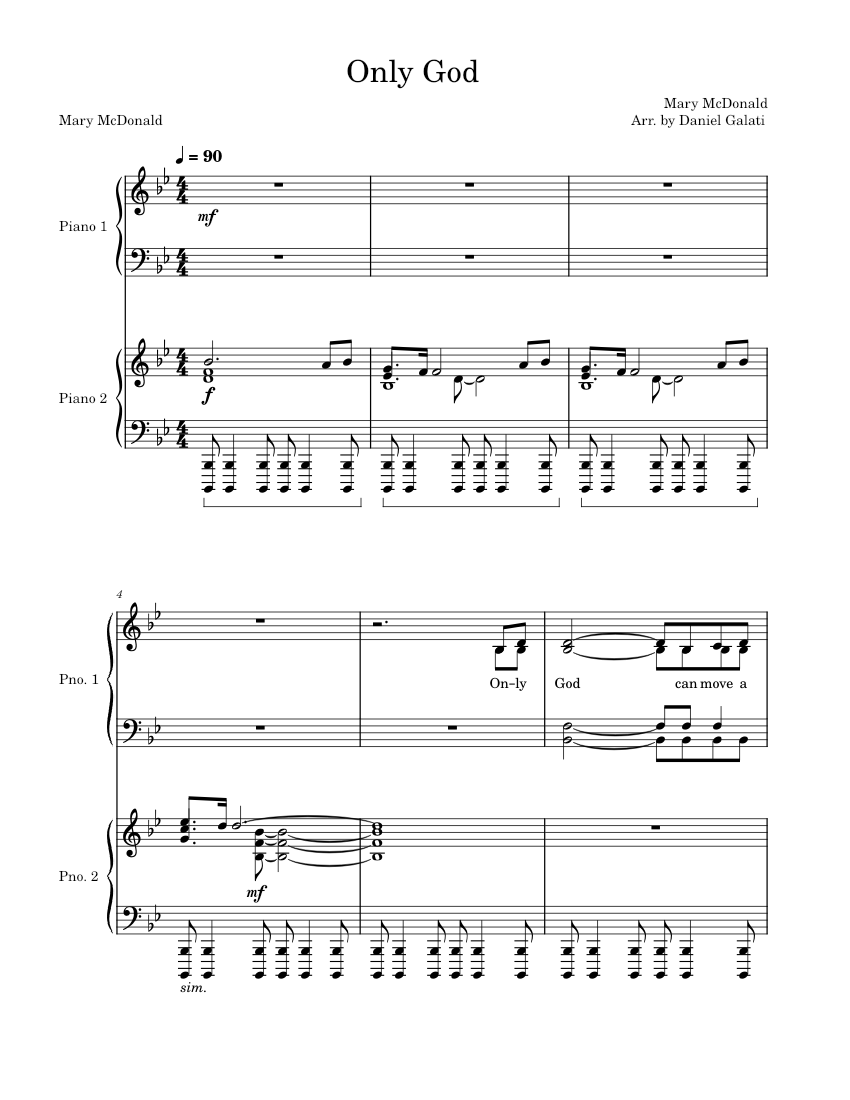 Only God Sheet music for Piano (Piano Four Hand) | Musescore.com