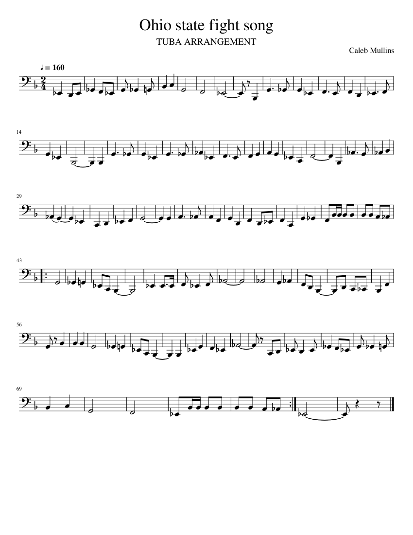 Ohio State Fight Song but tuba has the melody Sheet music for Tuba ...