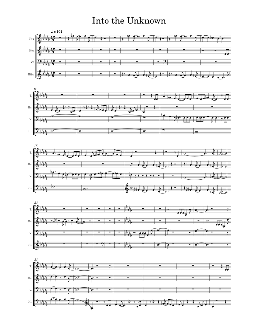 Into the Unknown – The Young Music CDNT HN Sheet music for Soprano, Alto, Tenor, Bass voice ...