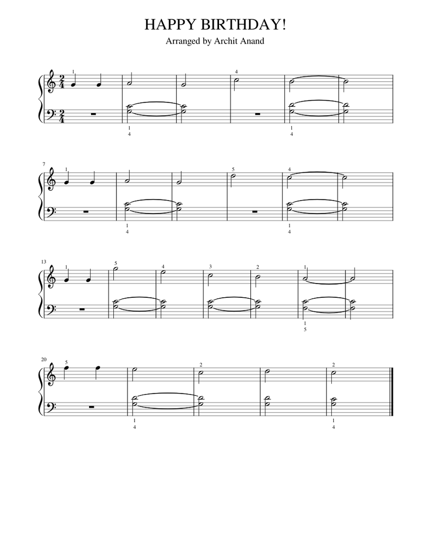 HAPPY BIRTHDAY - EASY PIANO VERSION - BEGINNERS Sheet Music for Piano ...