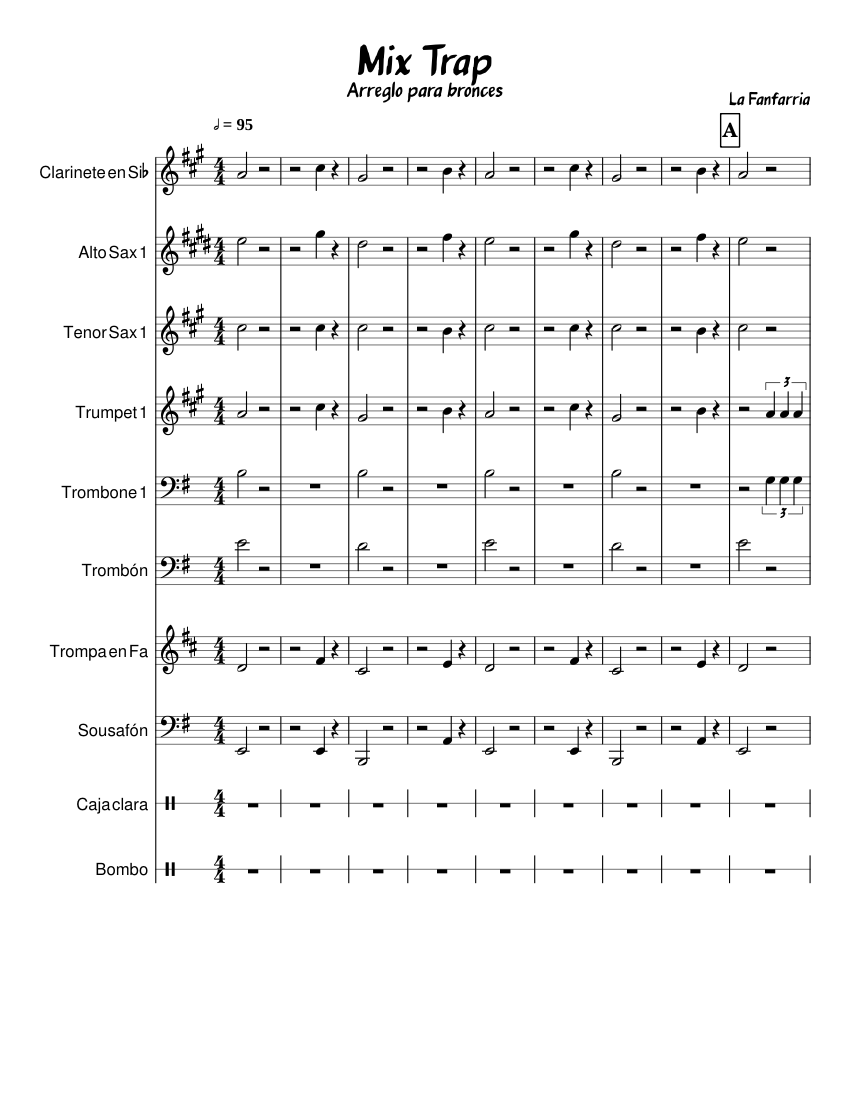 Mix Trap Sheet music for Trombone, Clarinet in b-flat, Saxophone alto ...