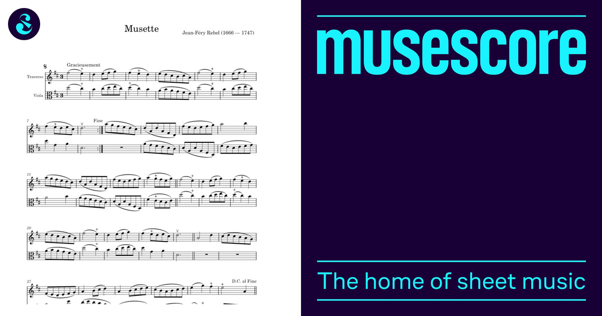 Musette - Jean-Féry Rebel Sheet music for Flute, Viola (Mixed Duet ...