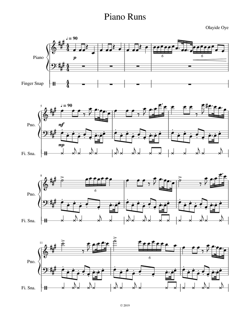 Piano Runs Sheet music for Piano, Snap (Solo) | Musescore.com