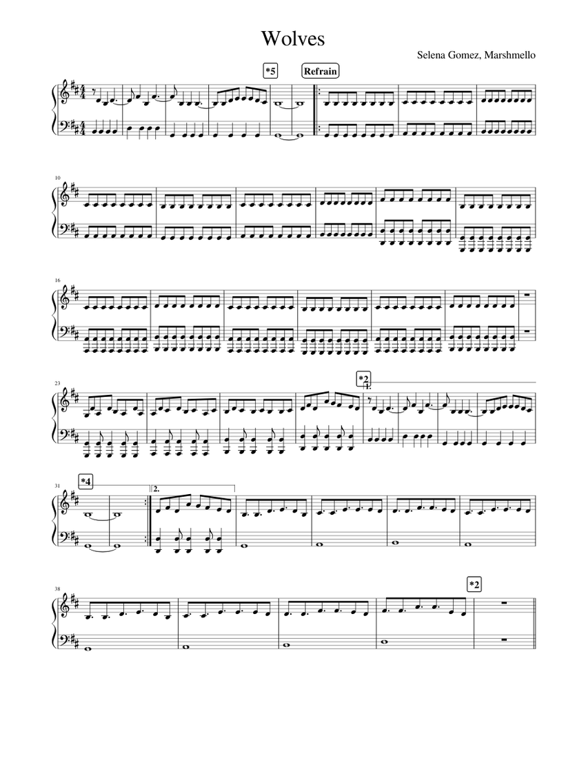 Wolves Accompagnement piano Sheet music for Piano (Solo) | Musescore.com