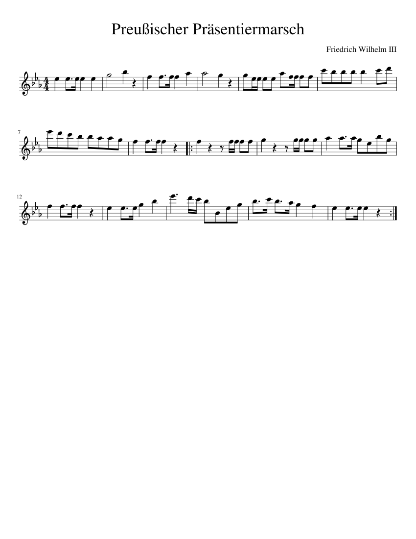 Preußischer Präsentiermarsch Sheet Music for Piano (Solo) easy ...
