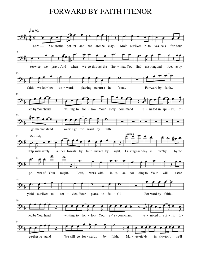 FORWARD BY FAITH - TENOR Sheet Music for Piano (SATB) Easy | MuseScore.com
