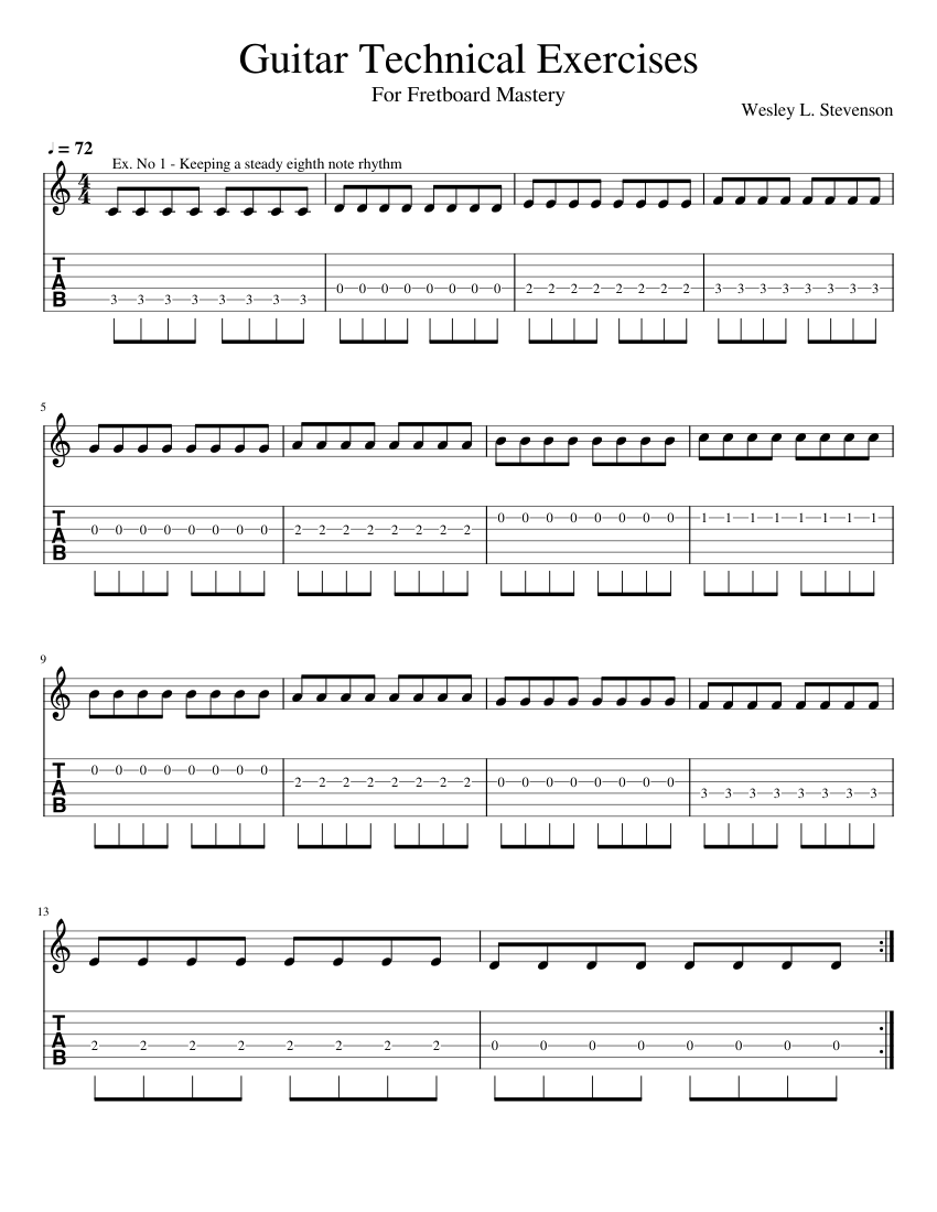 Guitar Technical Exercises Sheet music for Piano, Guitar (Mixed Duet ...