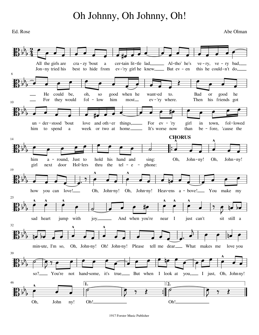 Oh Johnny, Oh Johnny, Oh! Sheet music for Viola (Solo) | Musescore.com