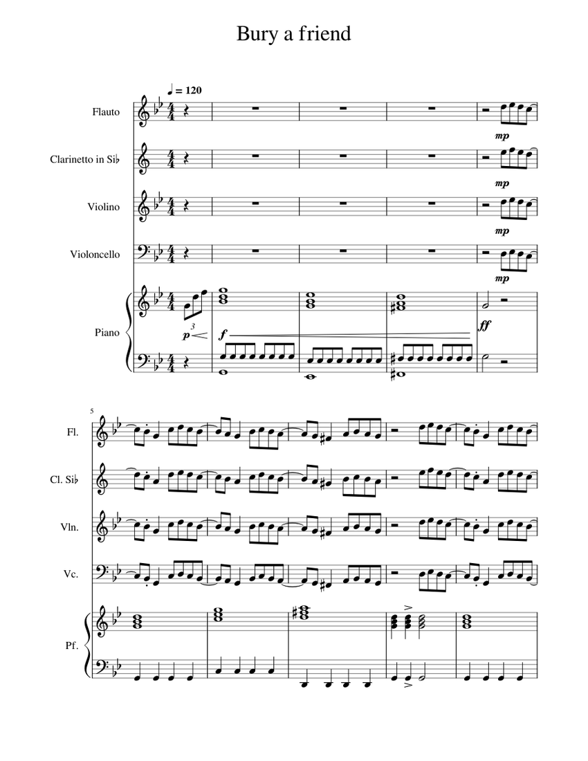 Bury a friend – Billie Eilish Sheet music for Piano, Flute, Clarinet in ...
