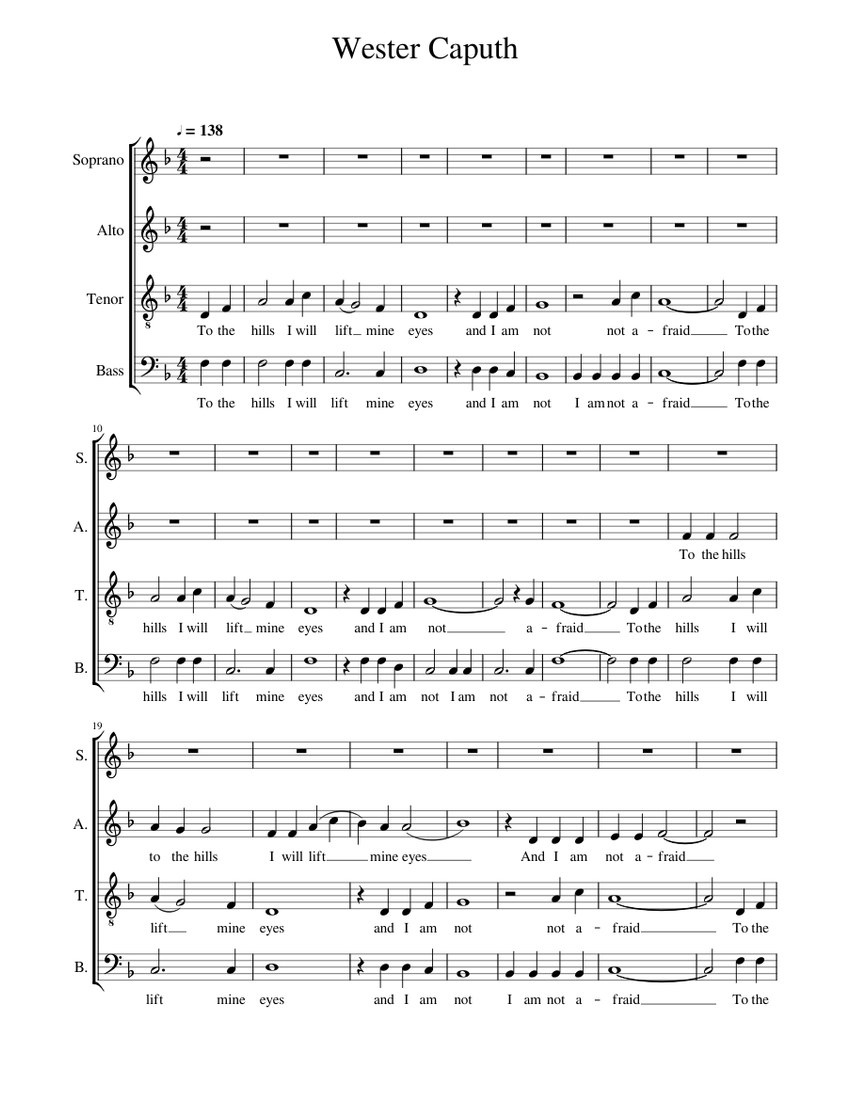Wester Caputh (F) Sheet Music for Soprano, Alto, Tenor, Bass voice ...