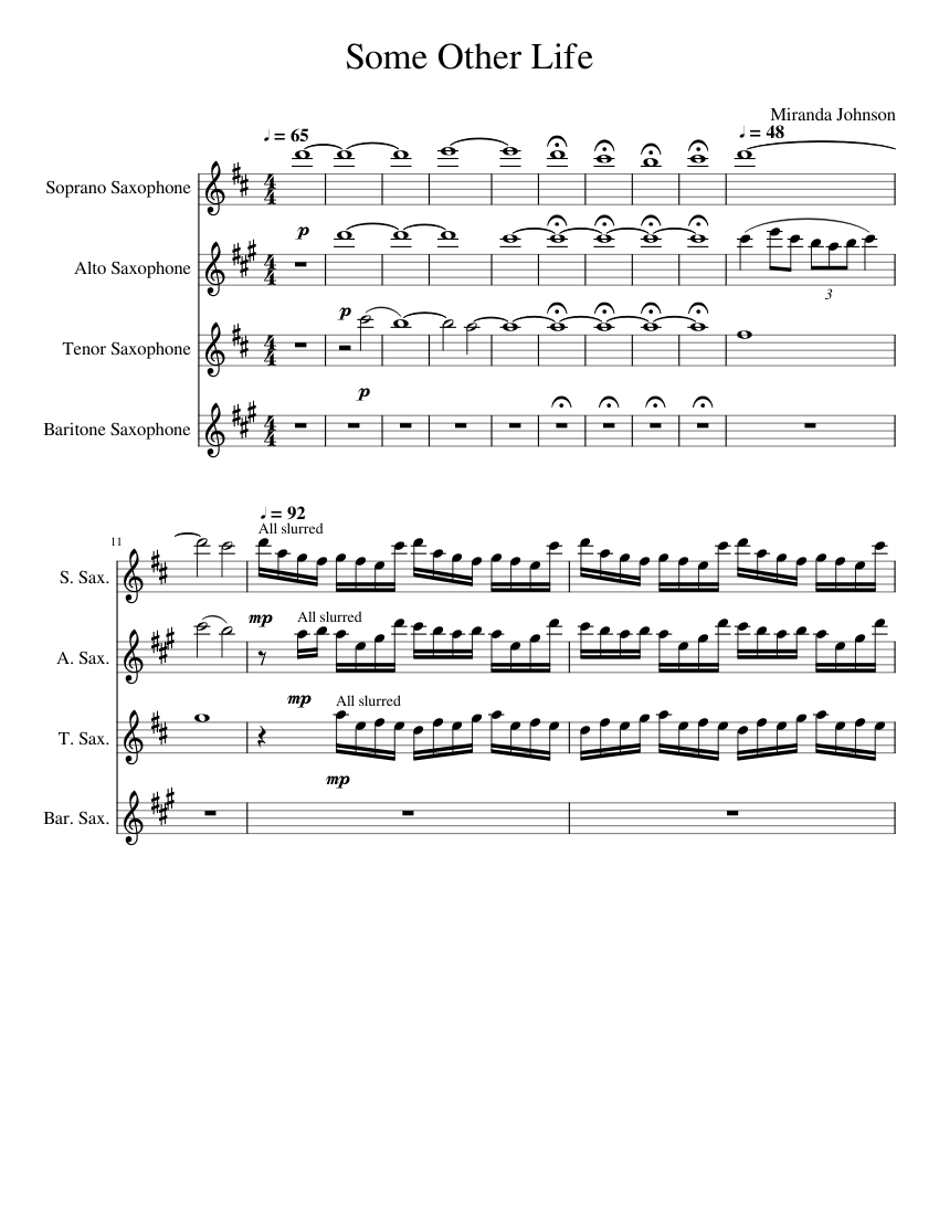 Some Other Life. Sheet music for Saxophone alto, Saxophone tenor ...