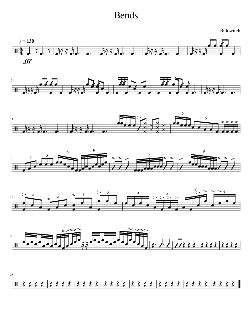 Bends Sheet music for Bass drum (Solo) | Musescore.com