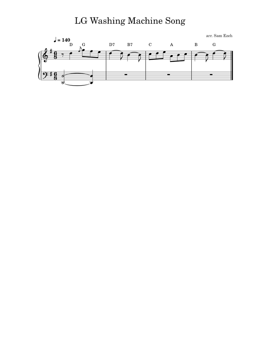 Washing Machine Song – LG Sheet music for Piano (Solo) Easy | Musescore.com