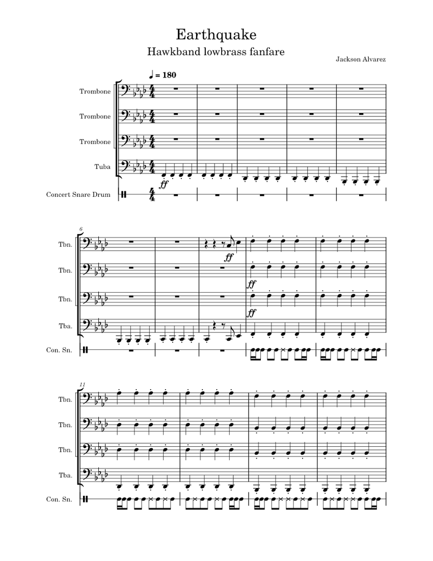 Earthquake Tuba Fanfare – Martin Miller Earthquake - piano tutorial