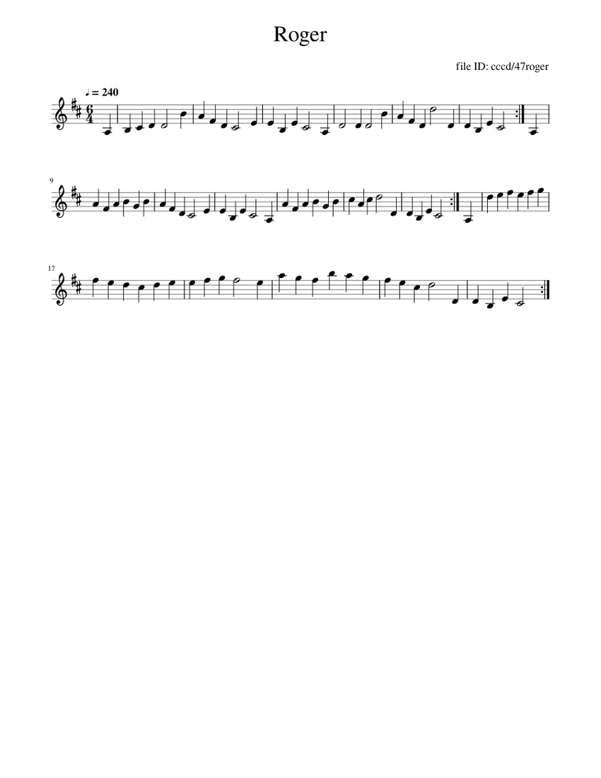 Roger Sheet music for Piano (Solo) Easy | Musescore.com