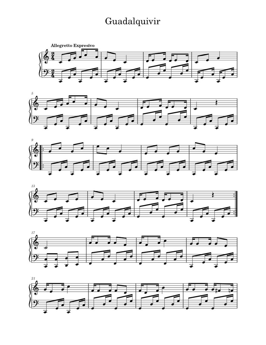 Guadalquivir – Tonada Tarijeña Sheet music for Piano (Solo) | Musescore.com