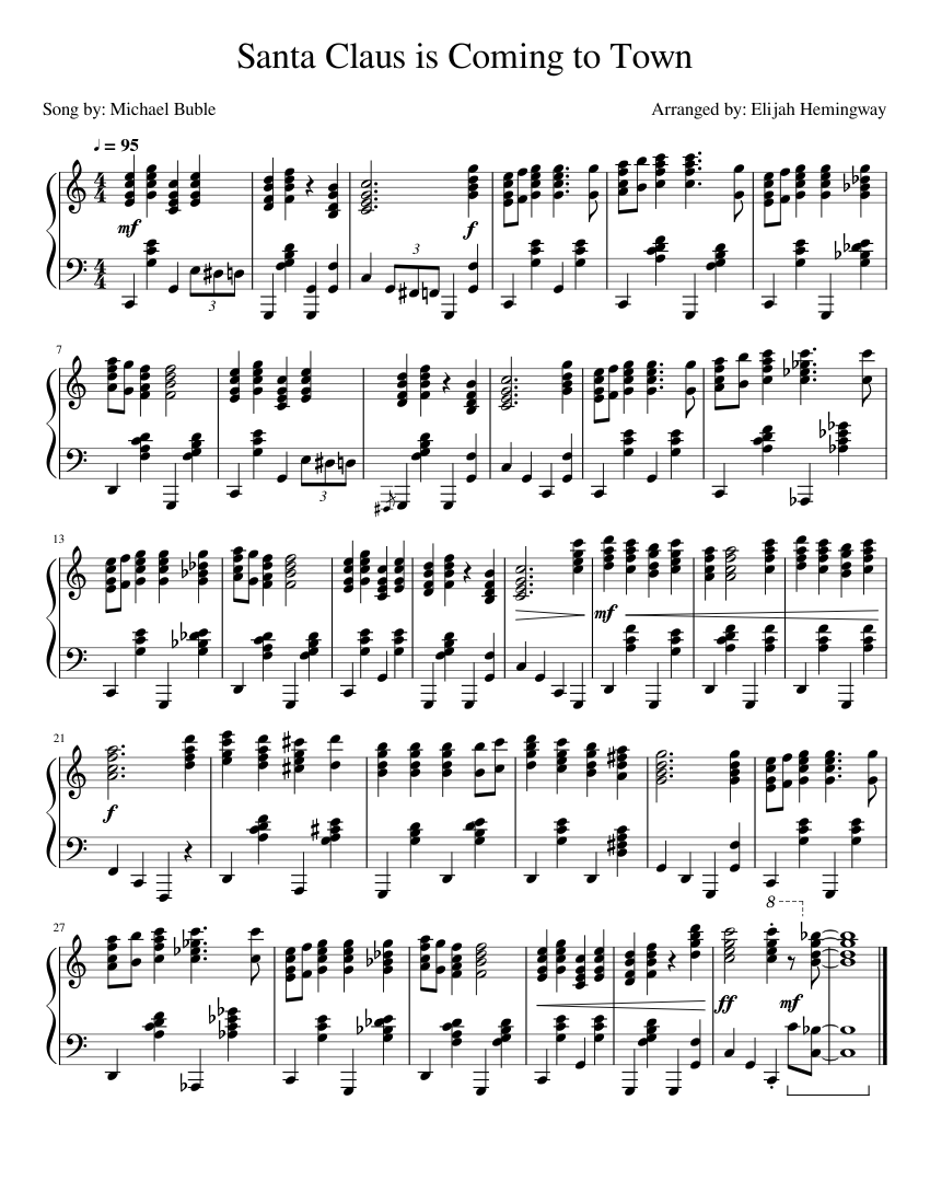 Santa Claus is Coming to Town Sheet Music for Piano (Solo) | MuseScore.com
