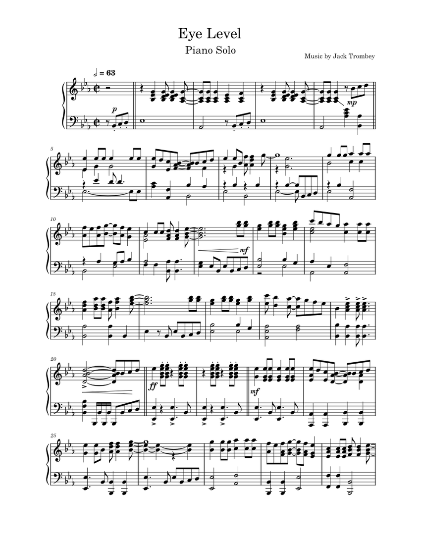 Eye Level – Jack Trombey Sheet Music for Piano (Solo) | MuseScore.com