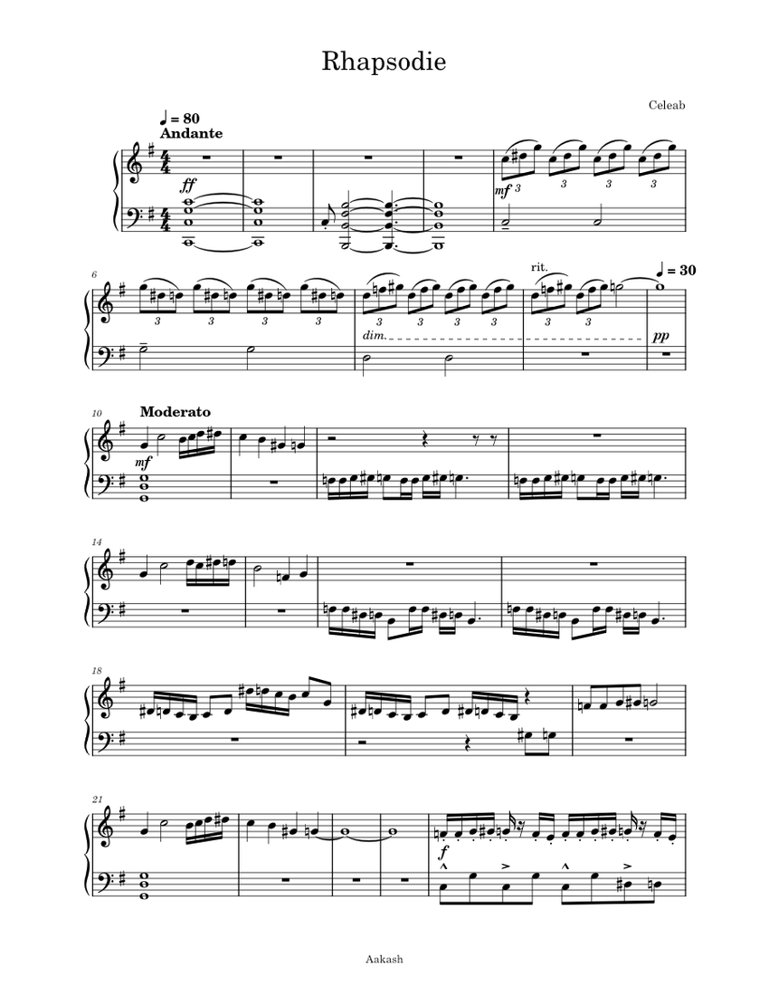 Rhapsodie op 5 - piano tutorial