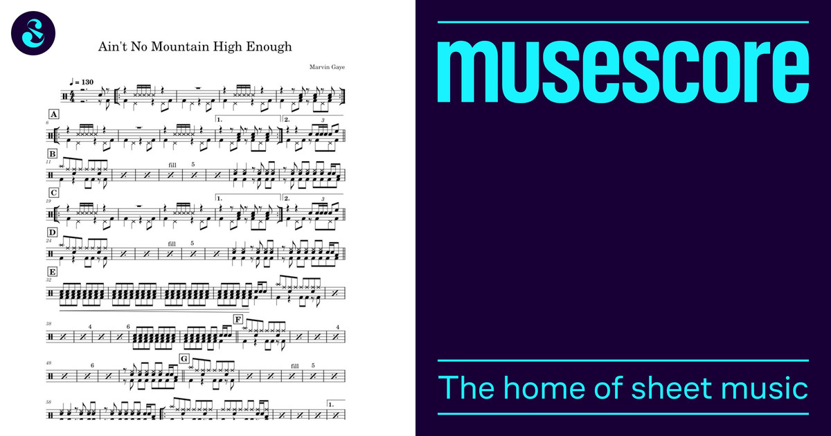 Ain't No Mountain High Enough - Marvin Gaye Drums Chart Sheet Music for Drum group (Solo ...