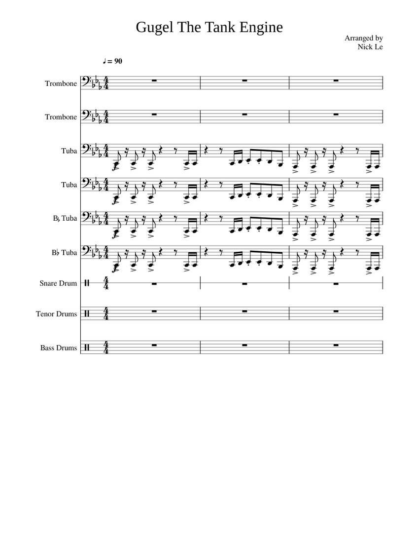 Gugel The Tank Engine :) Sheet music for Trombone, Tuba, Snare drum ...