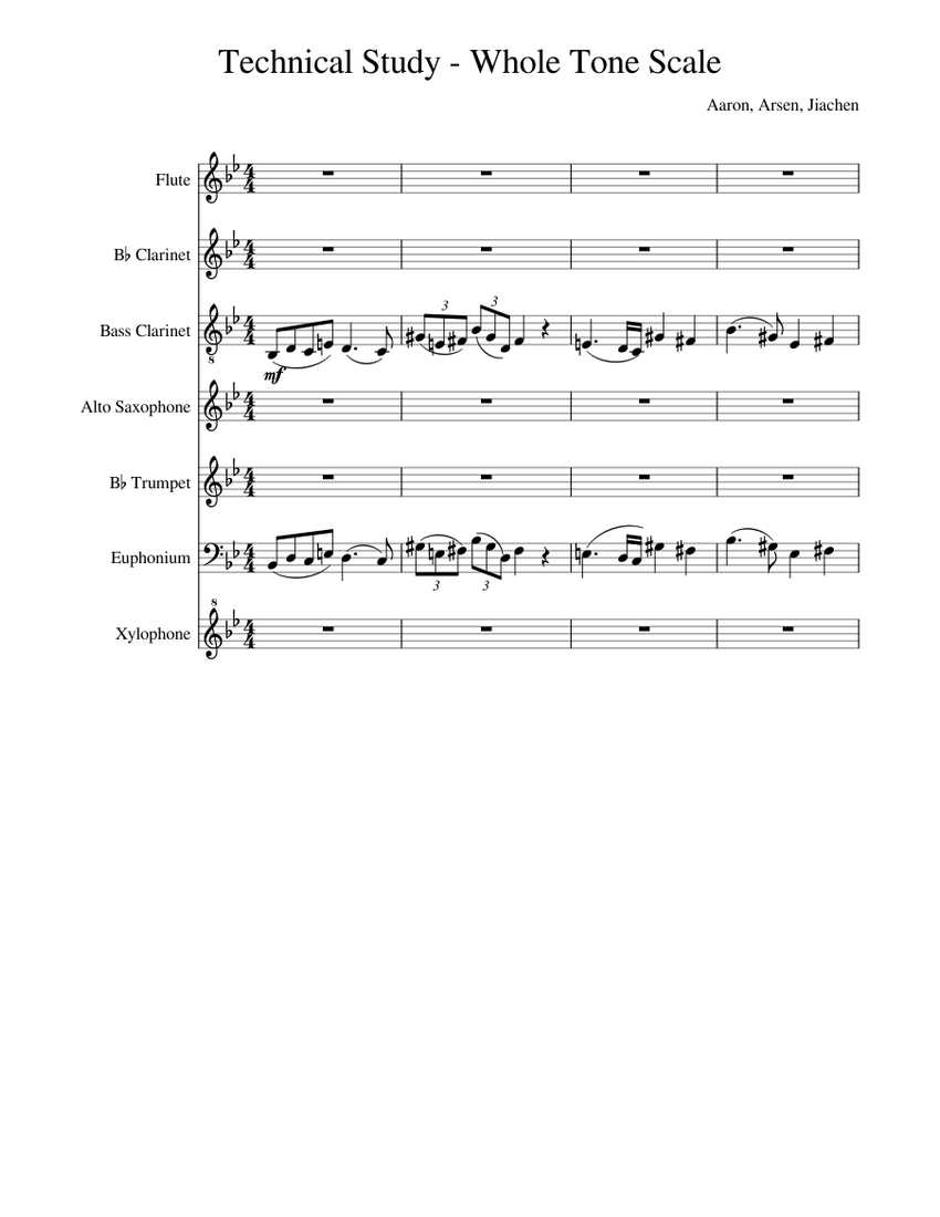 Technical Study - Whole Tone Scale Sheet music for Euphonium, Flute ...