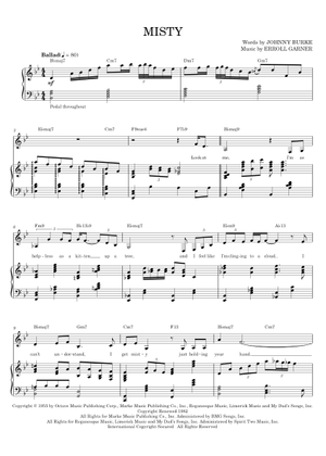 Play Official version of Misty Sheet Music by Erroll Garner for Piano ...