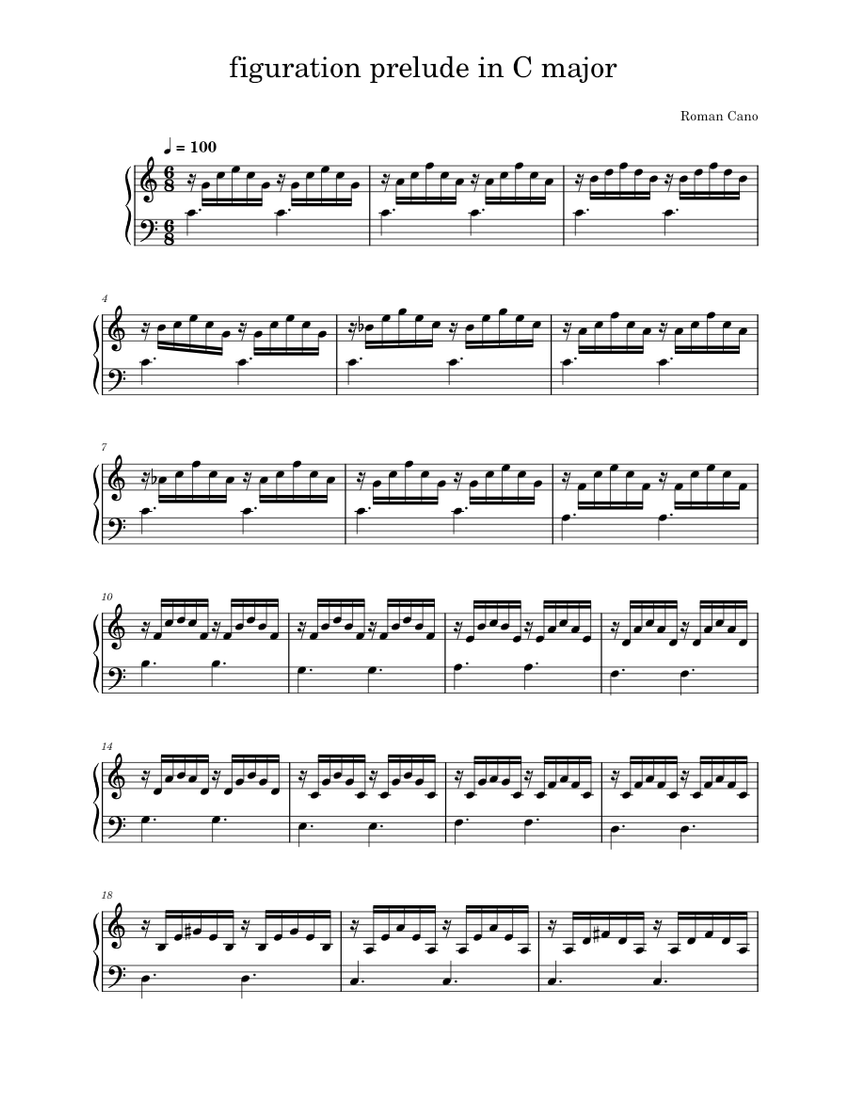 Figuration Prelude in C major – Roman Cano Sheet music for Piano (Solo ...