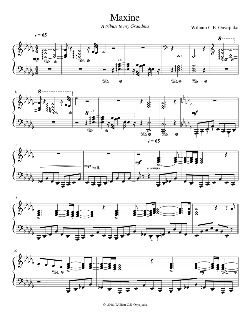 Maxine Sheet Music for Piano (Solo) | MuseScore.com