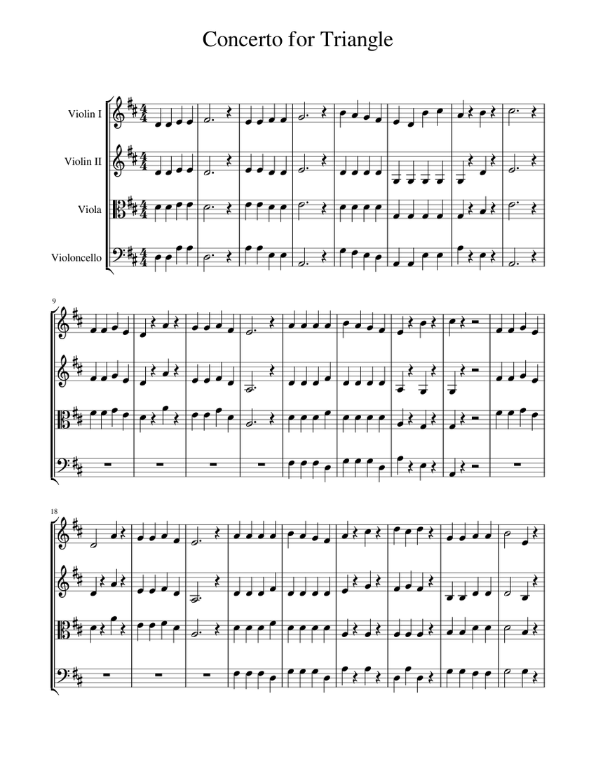 Concerto for Triangle Sheet music for Violin, Viola, Cello (String ...